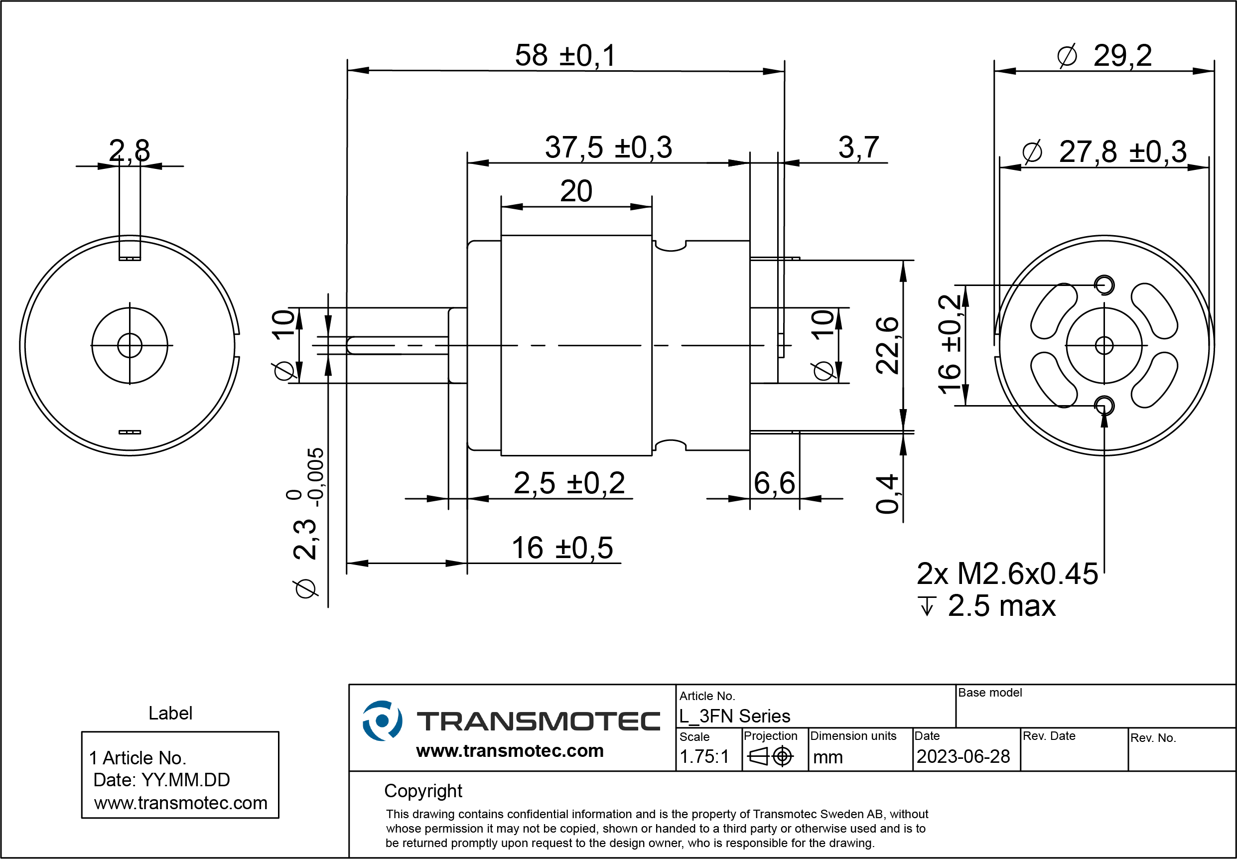 DC-motors 18VDC 1.6A - Transmotec