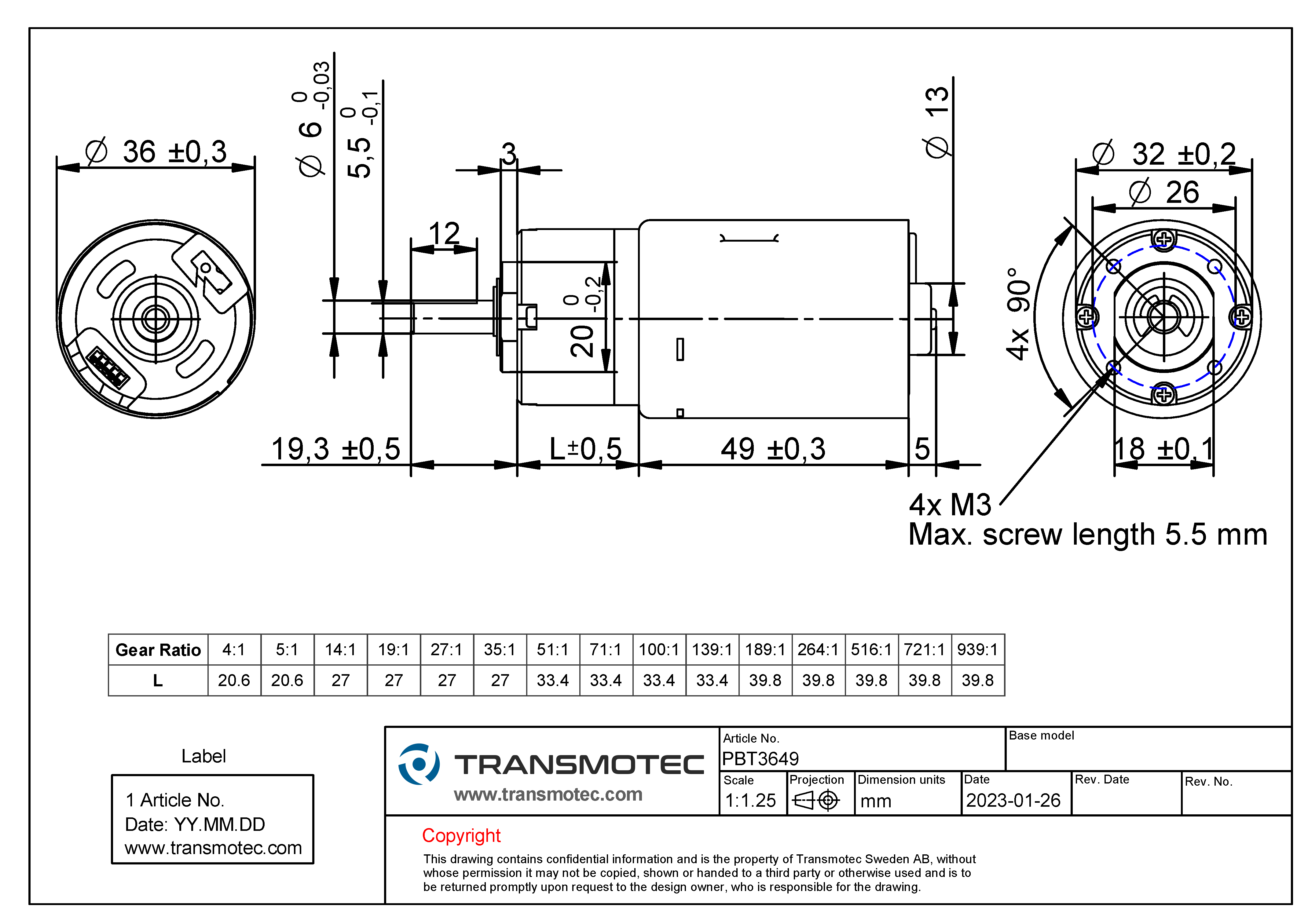 Brushless DC planetary gear motor PBT external driver 12V 1.8A 150rpm ...