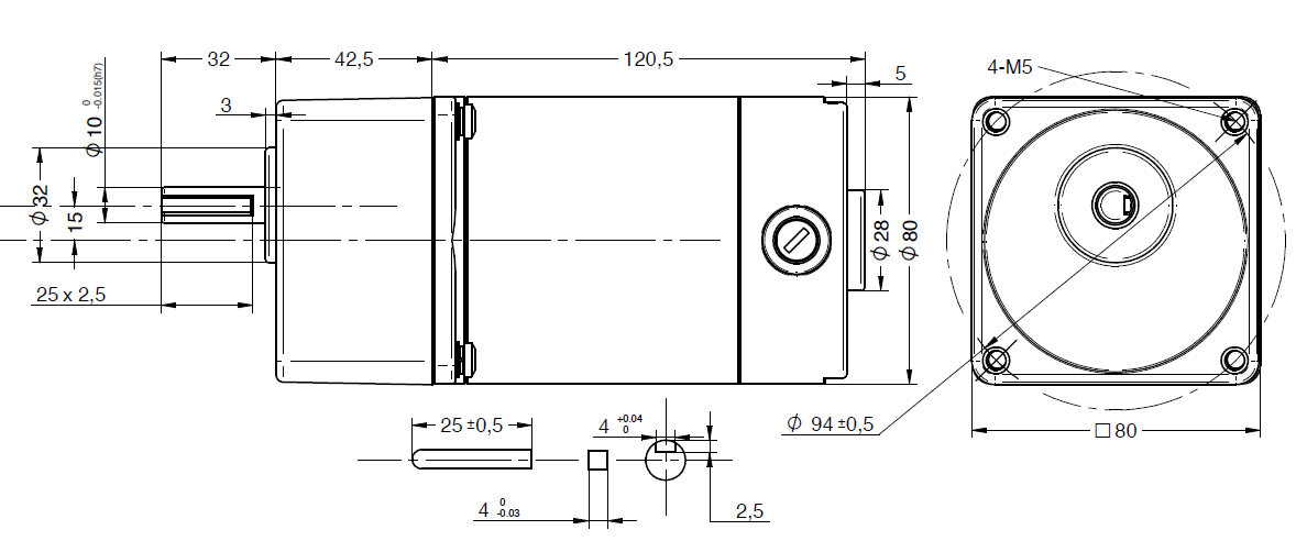 Spur gear DC motor 12VDC 5.2A 224rpm 40W. - Transmotec